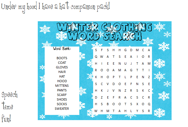 Under My Hood I Have a Hat Companion Activity Pack! - Speech Time Fun ...