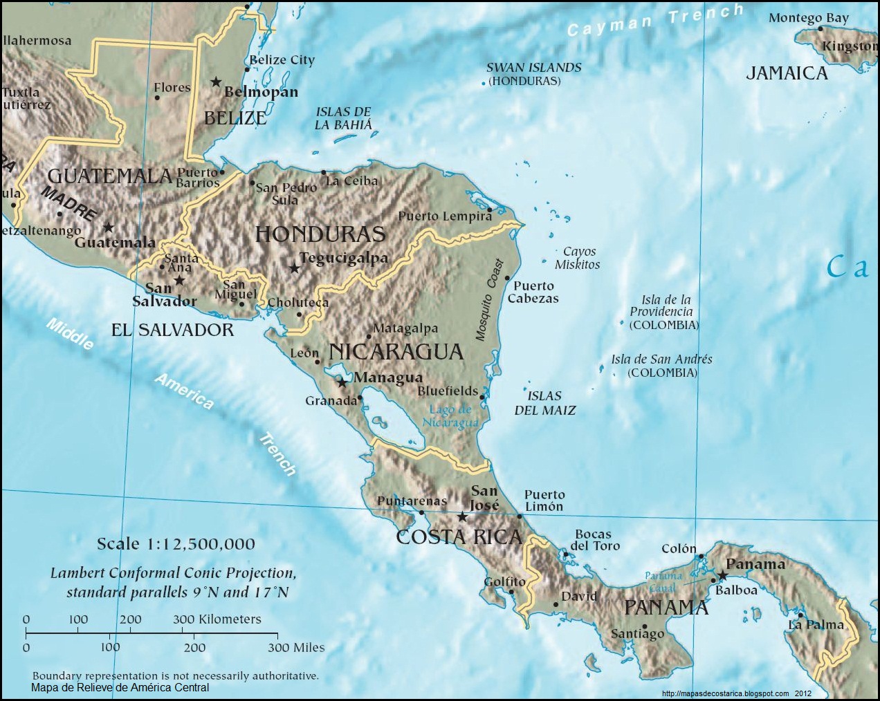MAPA DE CENTROAMERICA DEL AÑO 1860