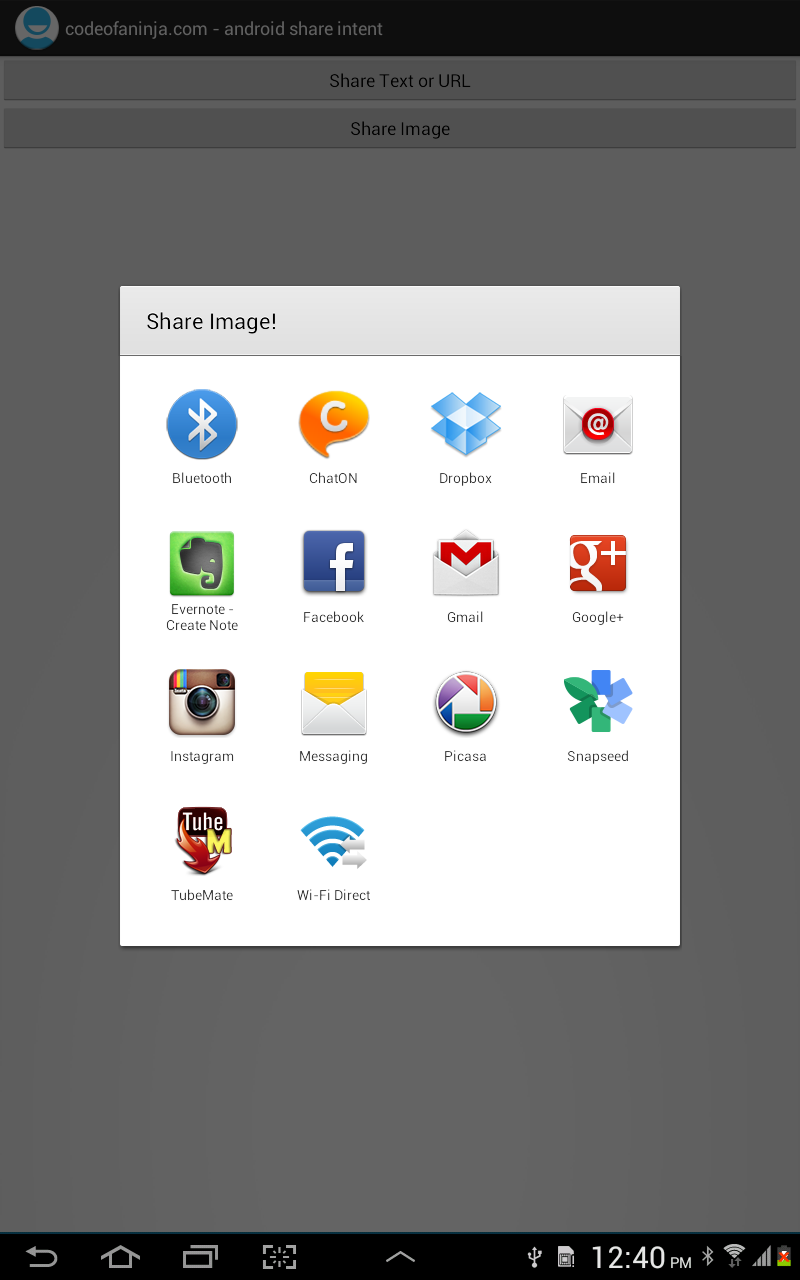 Android Share Intent Example for URL, Text or Image Android Share Intent Example for URL, Text or Image