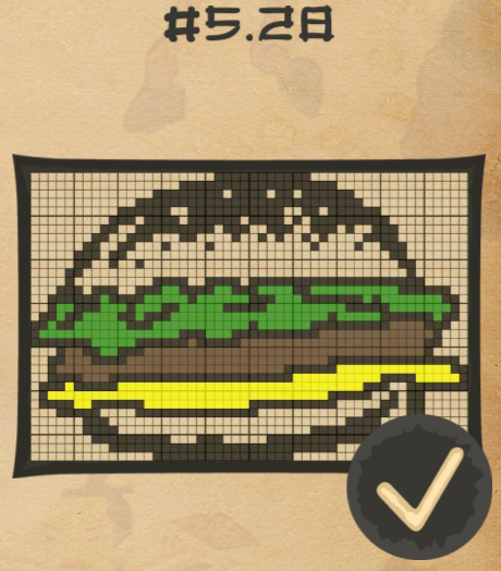 CrossMe Puzzles: Color #5.28 - Cheeseburger