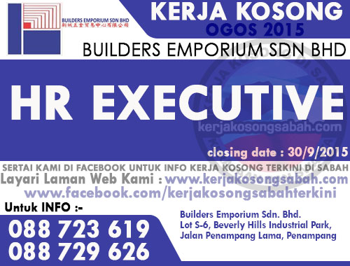 Kerja Kosong Human Resource Executive | Builders Emporium Sdn Bhd - Jawatan Kosong Terkini ...
