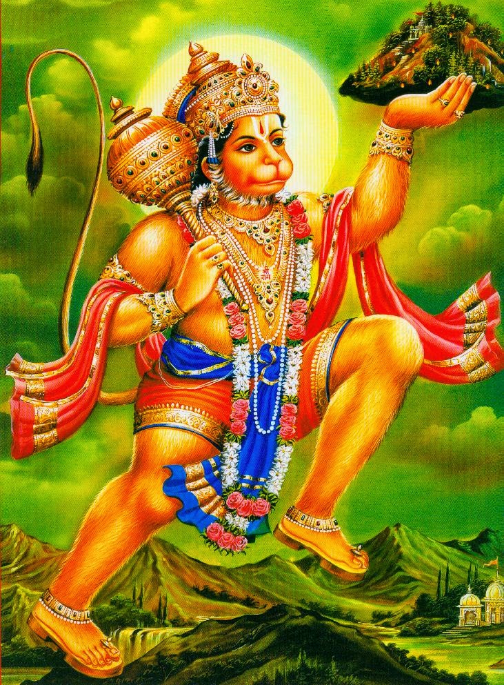 Hanuman Lifting Sanjeevani Mountain Images | Hindu Devotional Blog