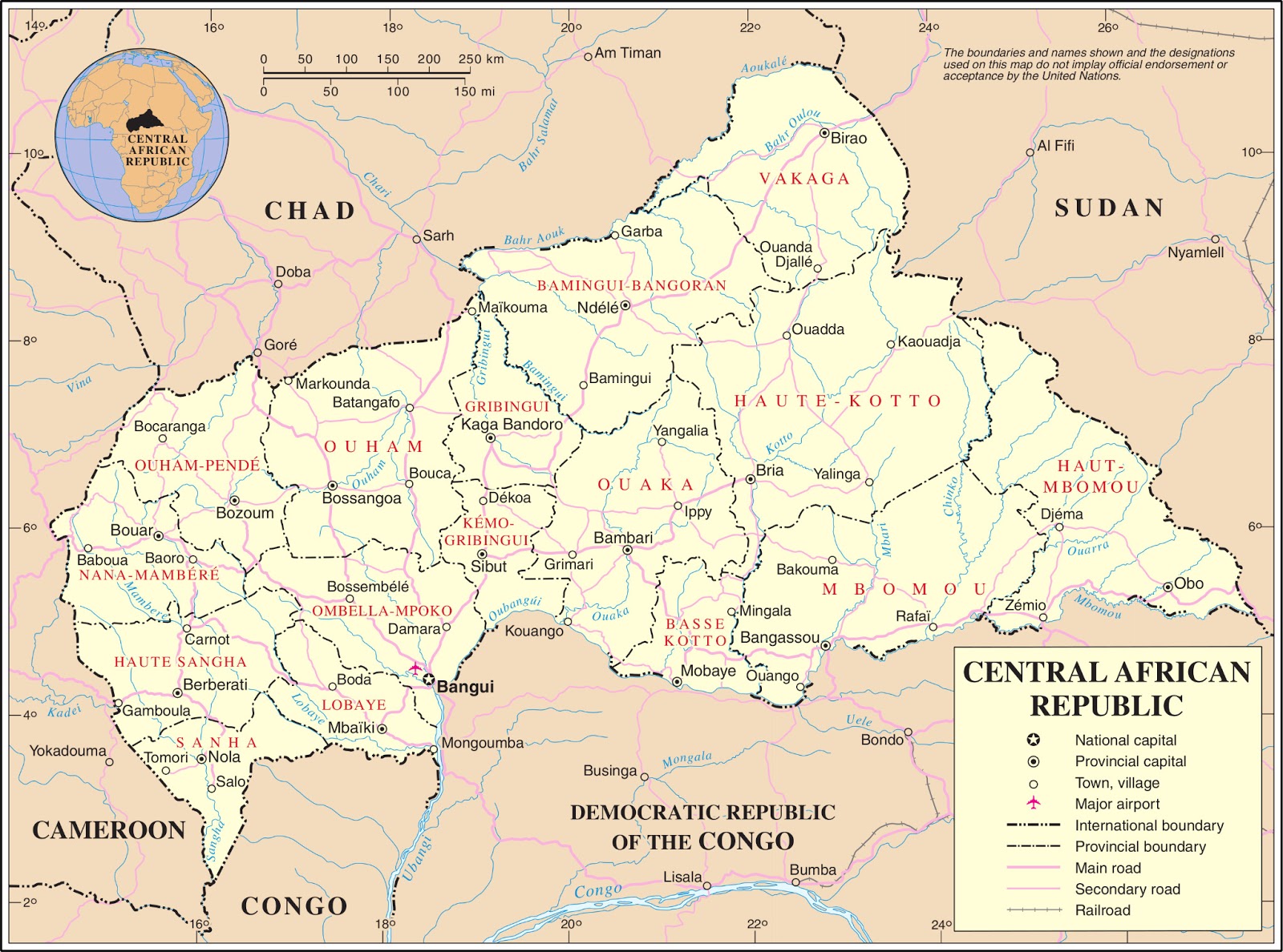 CENTRAL AFRICAN REPUBLIC - GEOGRAPHICAL MAPS OF CENTRAL AFRICAN REPUBLIC
