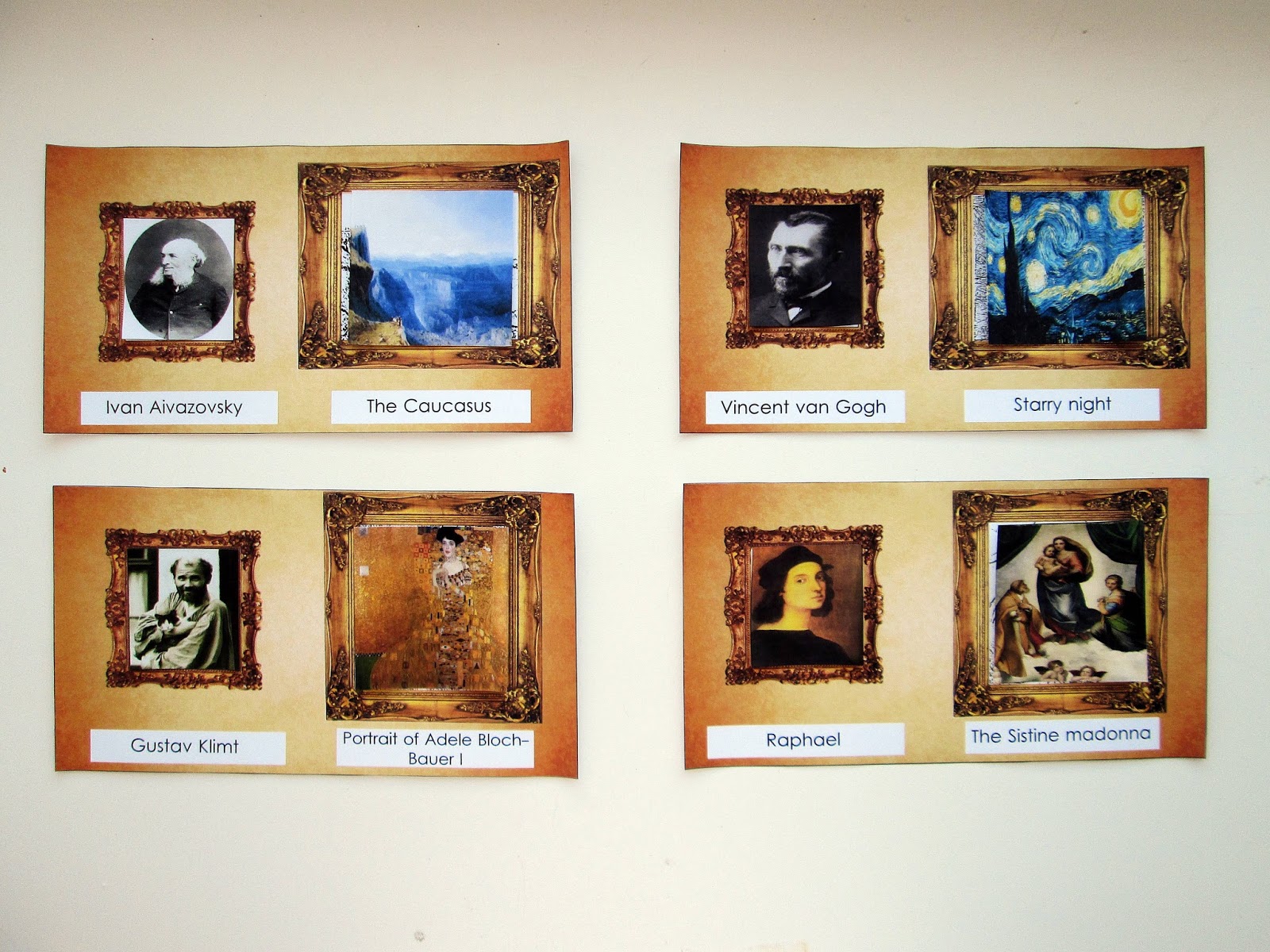 Art Appreciation: Level 6. Matching artist to the painting Montessori ...