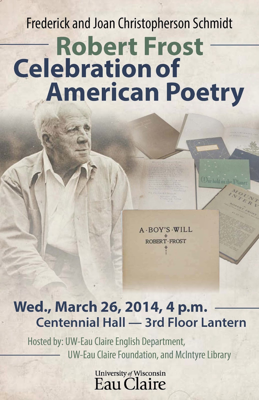McIntyre Library News: Robert Frost Poetry Celebration, March 26, 4 pm