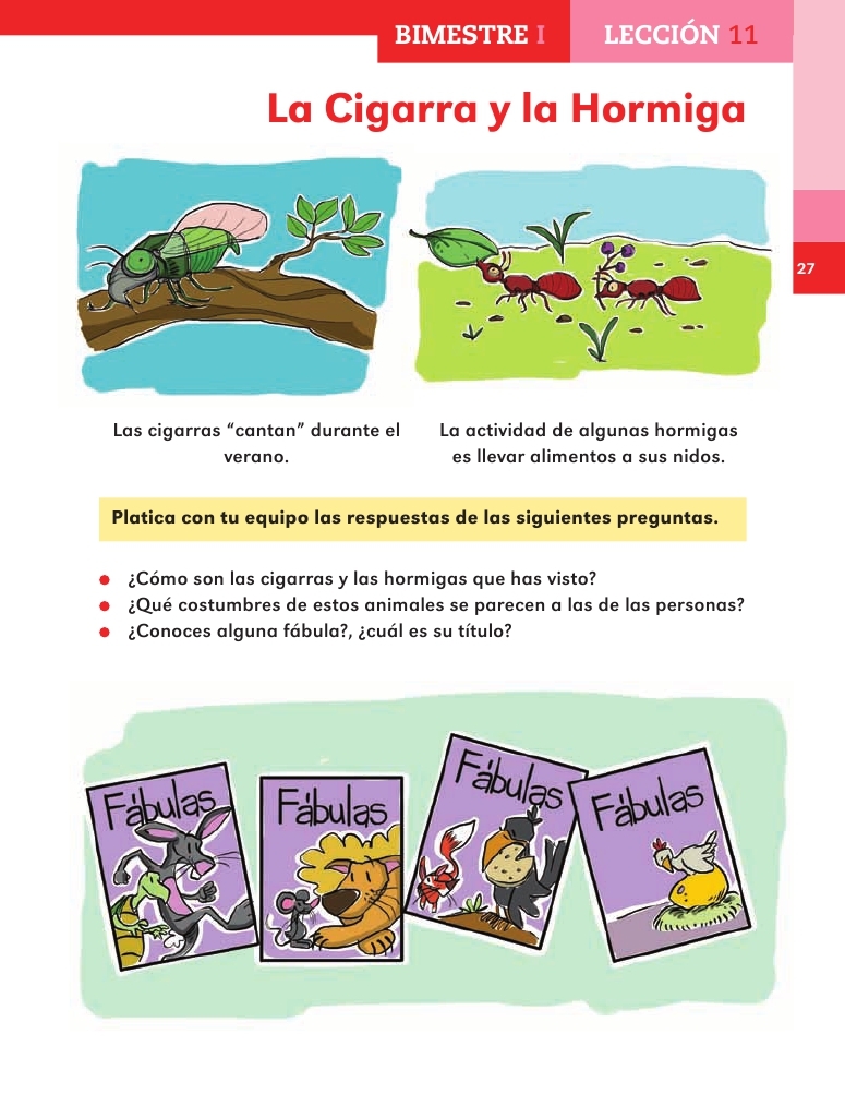 La Cigarra y la Hormiga – Bimestre I – Lección 11 – Apoyo Primaria