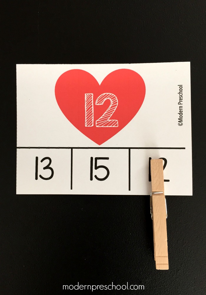 Heart Number Match Clip Cards