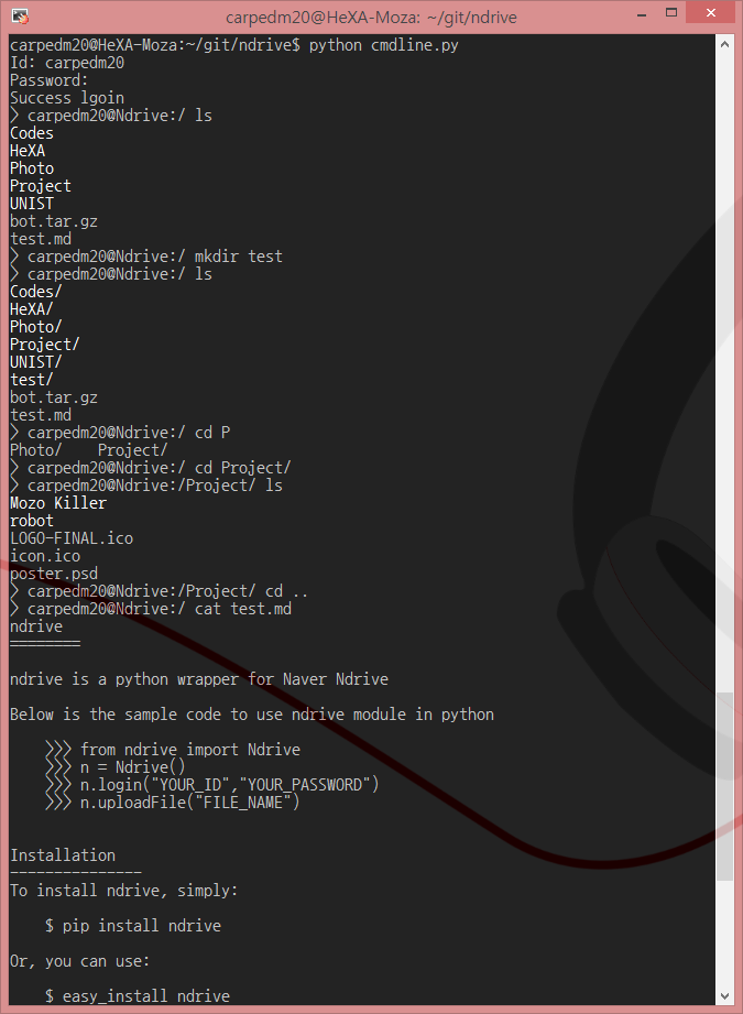 GitHub - carpedm20/ndrive: Python wrapper for NAVER Ndrive