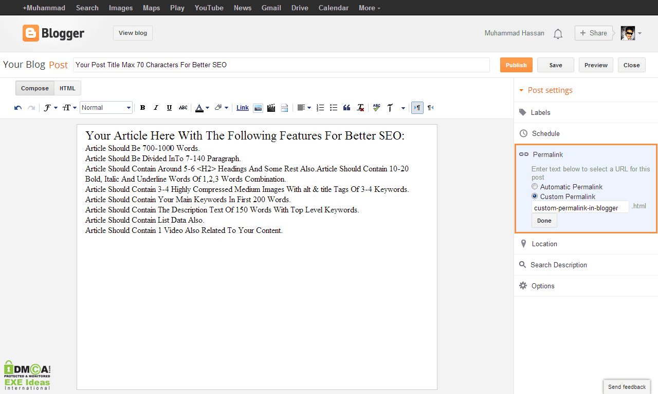How To Change/Add A Blog Post URL Or Permalink In Blogspot/Blogger ... How To Change/Add A Blog Post URL Or Permalink In Blogspot/Blogger ...