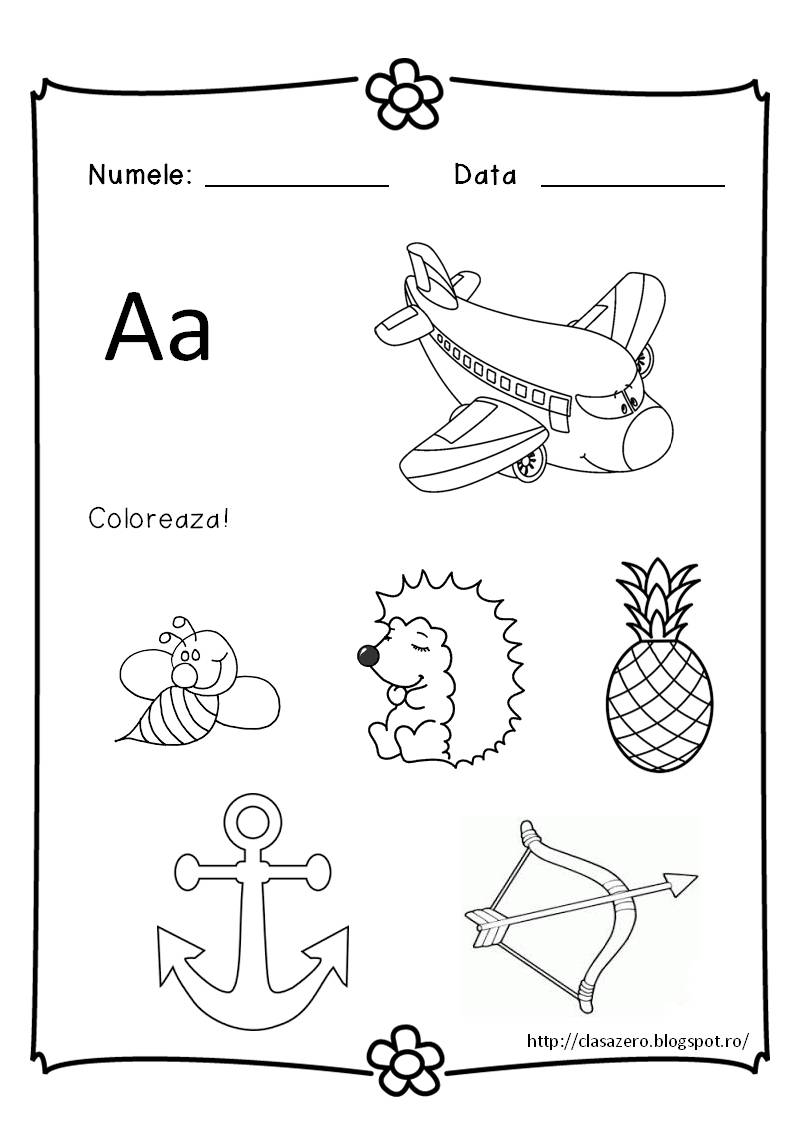 Clasa pregatitoare: Fise de lucru sunetul si litera A