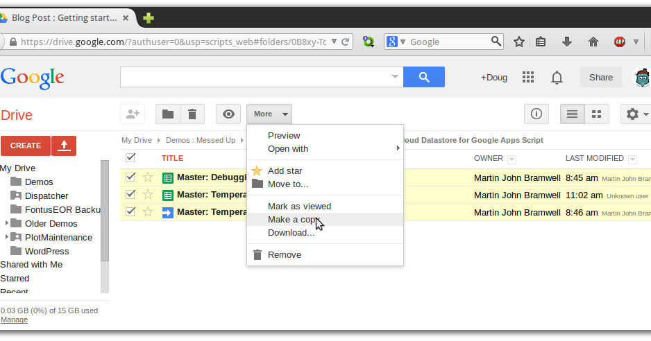 Warehouseman: Getting started with Google Cloud Datastore for Google Apps Script