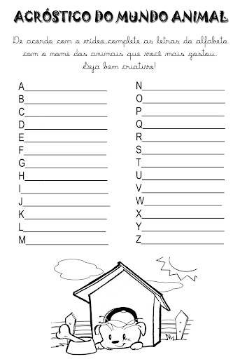Diversas atividades com acrósticos! - ESPAÇO EDUCAR