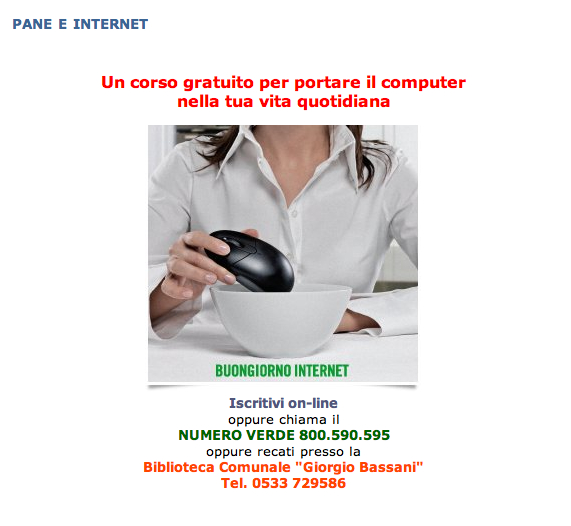 Codigoro In MoVimento: Pane e Internet - Corso gratuito a Codigoro