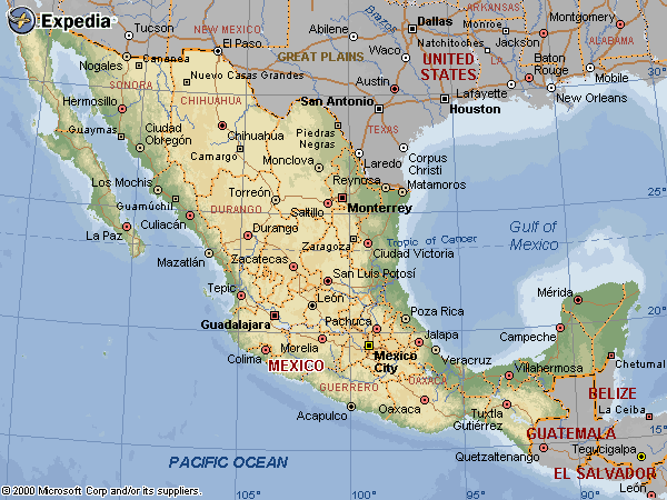 MEXICO - GEOGRAPHICAL MAPS OF MEXICO