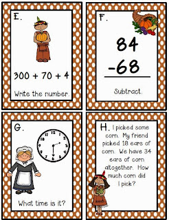 Thanksgiving Task Cards Freebie - Second Grade Teaching Blog