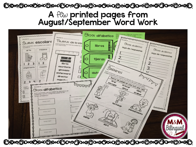 M&M Bilingual: Word Work in Spanish