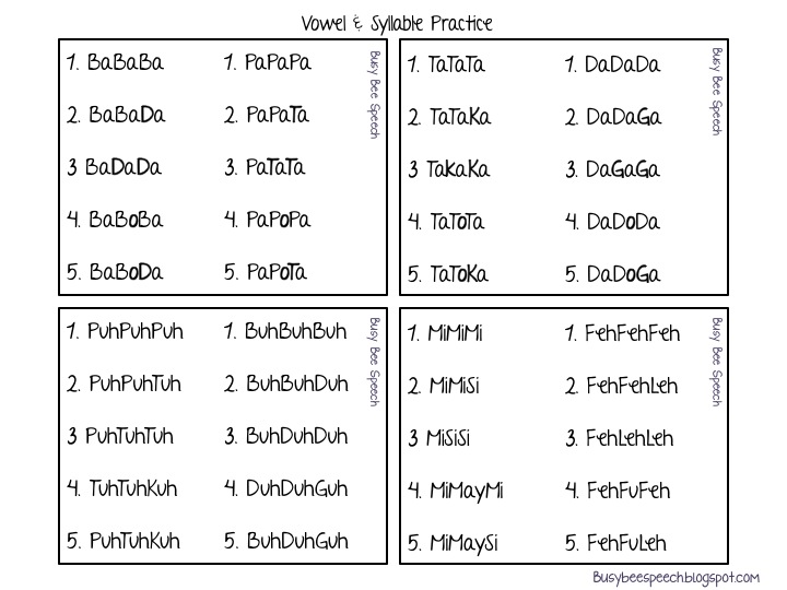 Busy Bee Speech: Apraxia Packet for Later Sounds