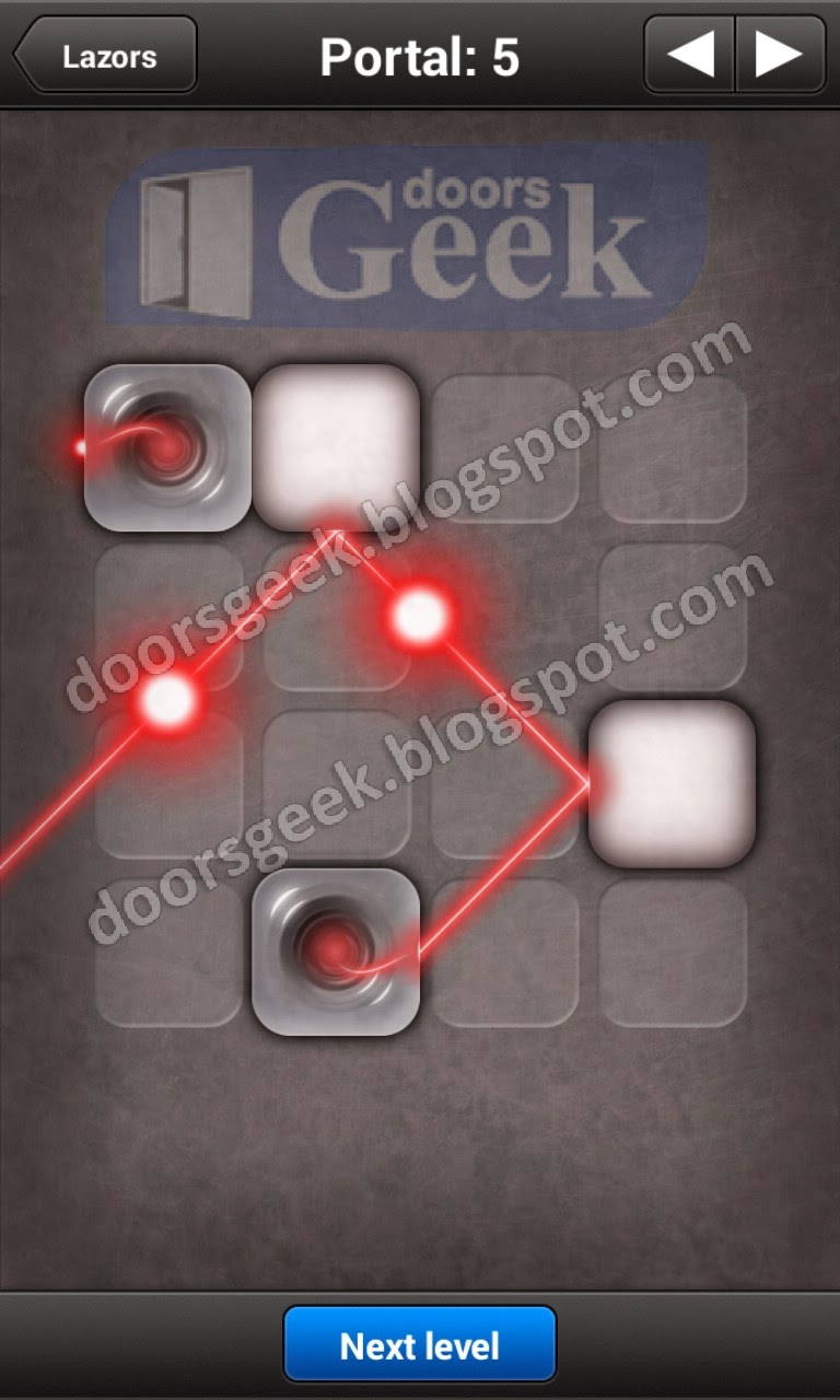 Lazors [Portal] Level 5 Solution ~ Doors Geek