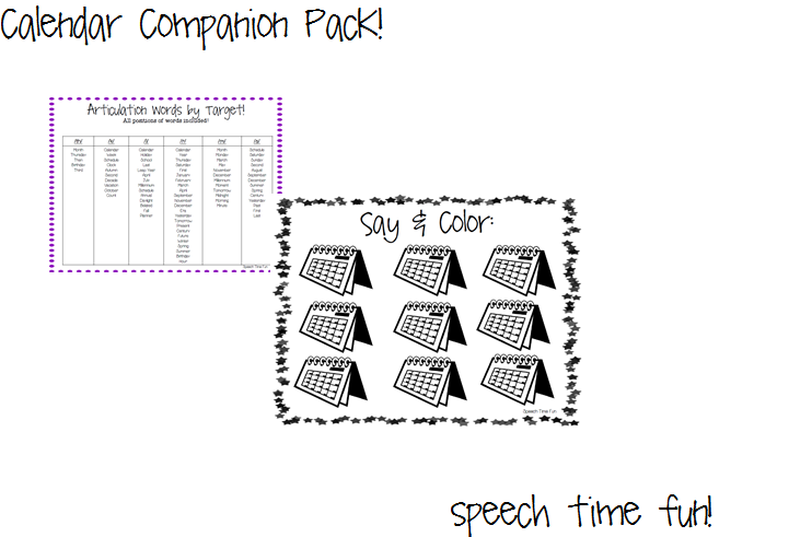 Calendar Companion Pack! ((AND GIVEAWAY!!)) - Speech Time Fun: Speech ...