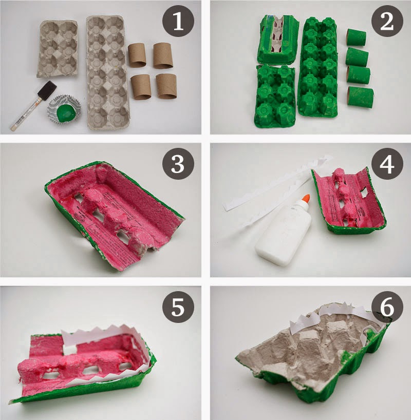 Pra Gente Miúda: Jacaré com reciclagem de caixa de ovo Pra Gente Miúda: Jacaré com reciclagem de caixa de ovo