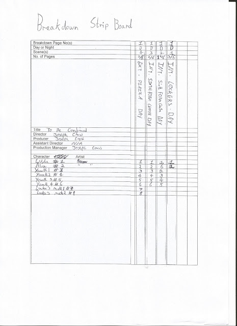 Pre-Production - Breakdown Strip Board ~ Joe Cross A2 Media Studies
