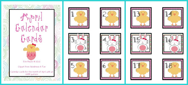 April Calendar Cards | creating & teaching