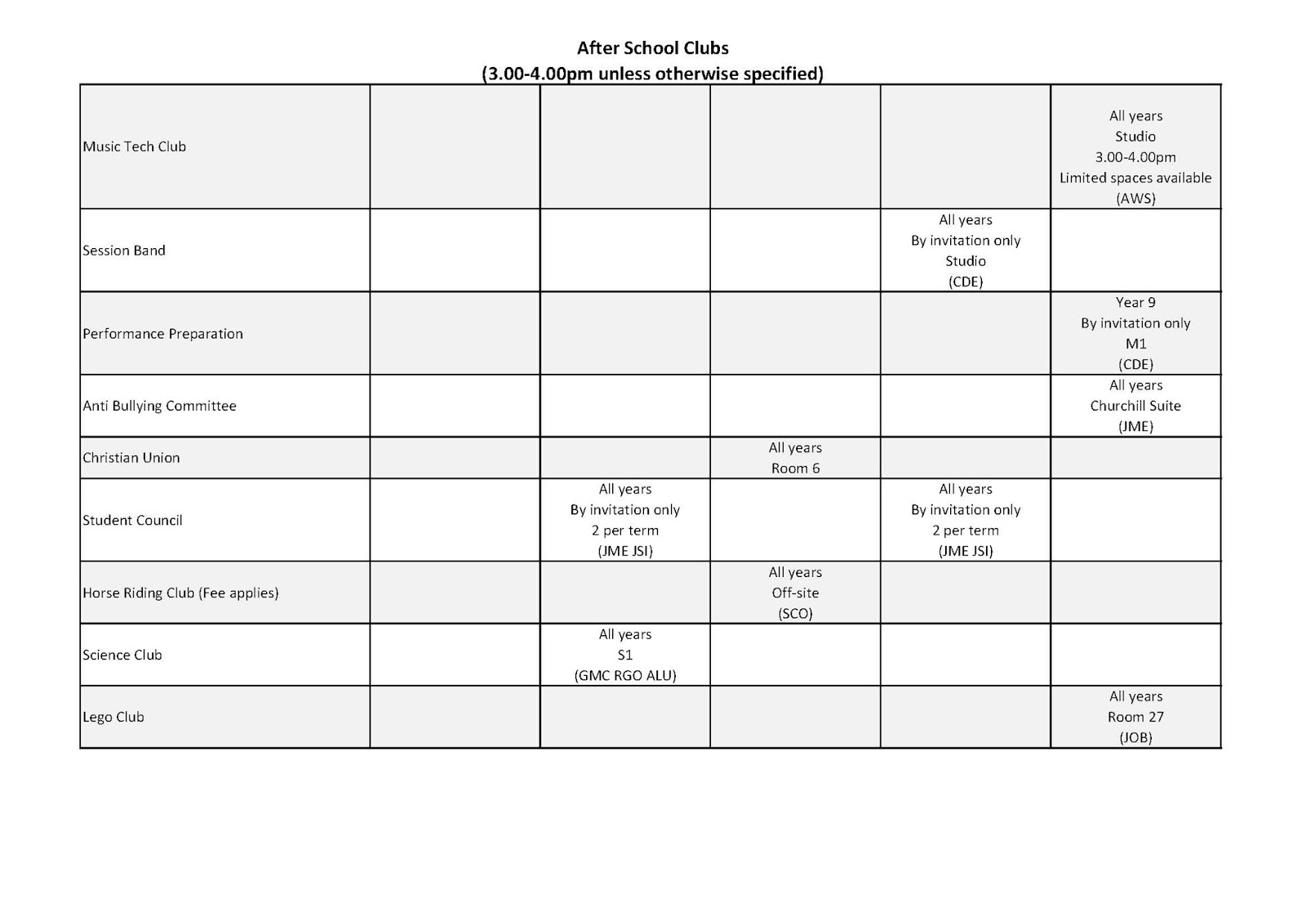 WCSC News After School Clubs List Published wcsc-news-after-school-clubs-list-published