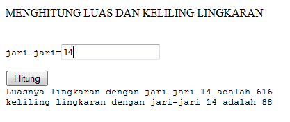Menghitung Luas dan Keliling lingkaran dengan PHP - P G P Y P S