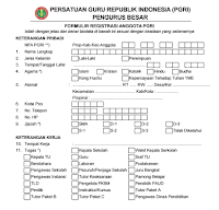 Contoh Formulir Untuk Pendaftaran Anggota PGRI