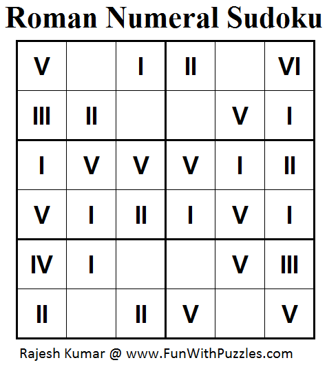 Roman Numeral Sudoku (Mini Sudoku Series #44) - Fun With Puzzles