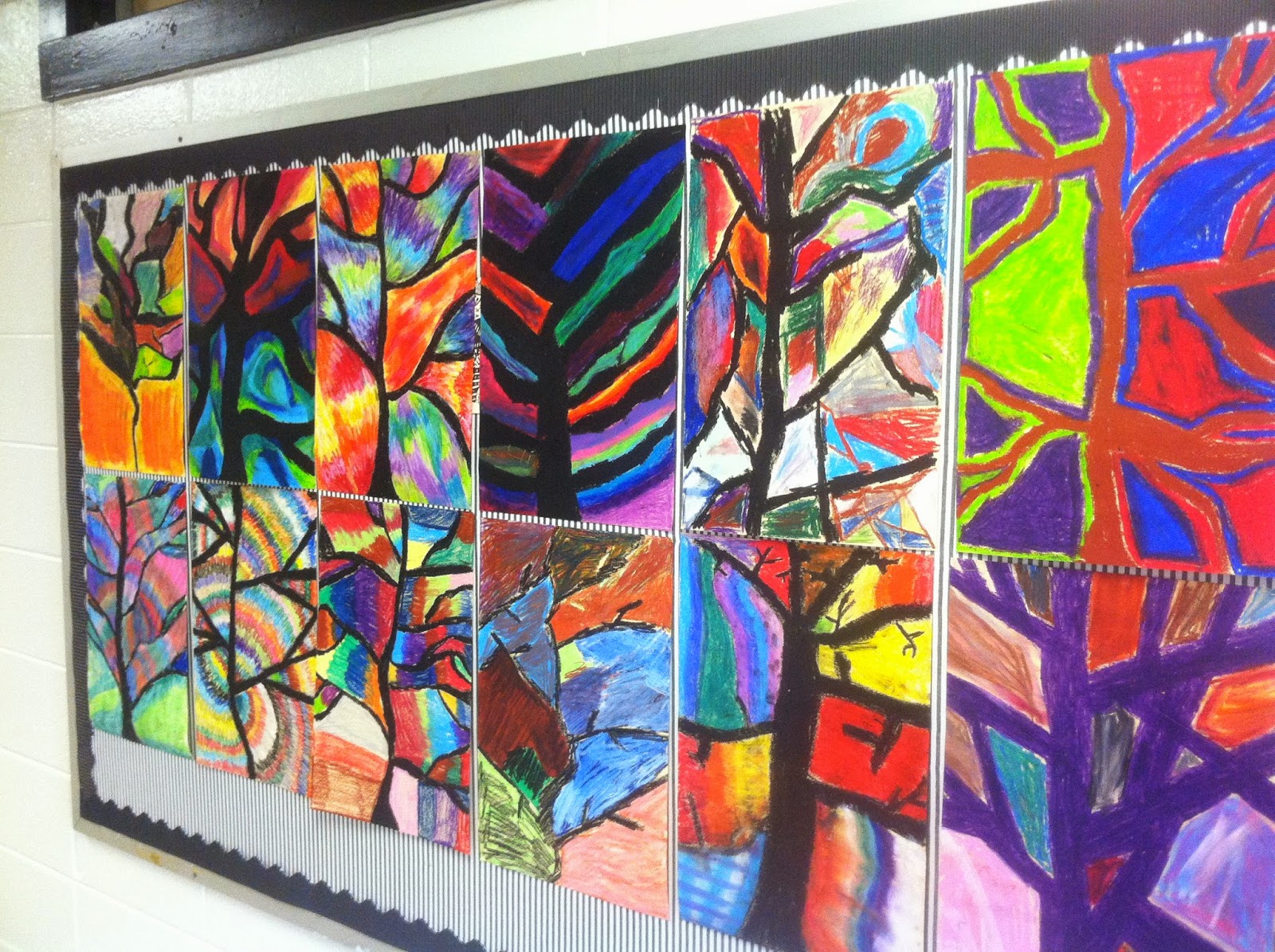Mr. D's 5th and 6th Grade Art: 6th Grade "Fall Tree" Oil Pastel Drawings