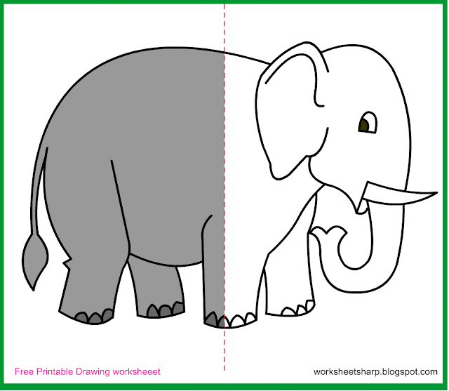 Free Drawing worksheets Printable: Elephant Drawing worksheets