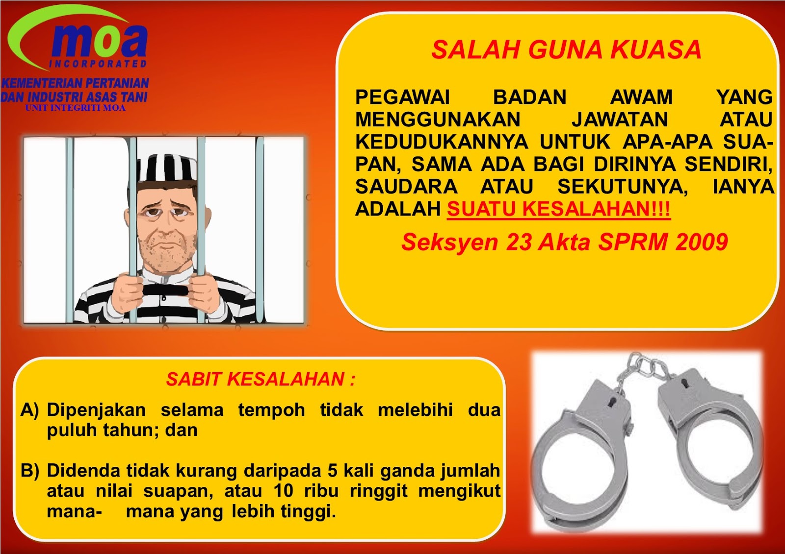 UNIT INTEGRITI MOA: Peringatan Integriti : Salah Guna Kuasa