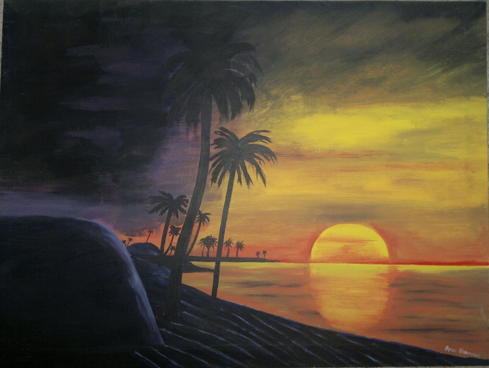 Dibujos de atardecer en playa - Imagui