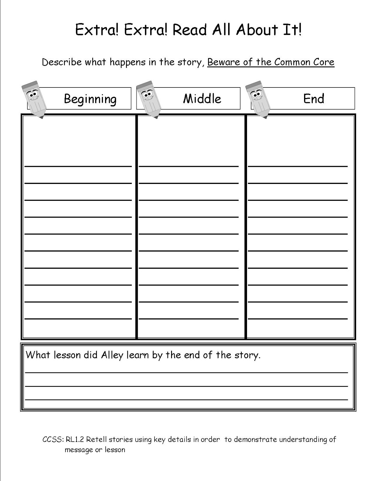 common core activities: Extra! Extra! Read All About It! First Grade ...