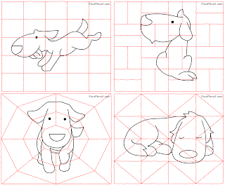 Four grid: Free printable Puppy grid line drawing worksheet/activity ...