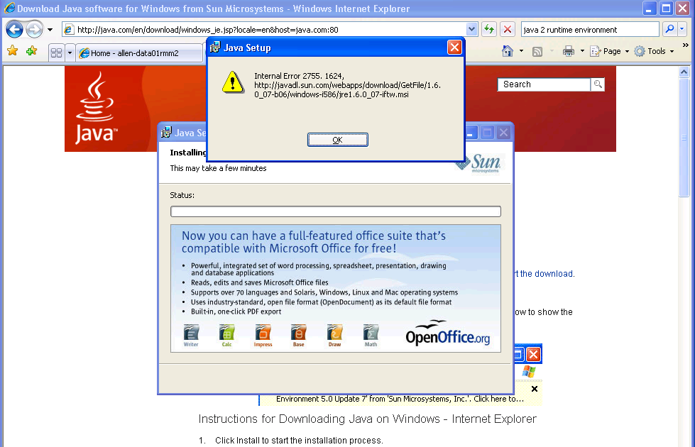 MPECS Inc. Blog: Java Internal Error 2755. 1624, ...jre1.6.0_07-iftw.msi?!? MPECS Inc. Blog: Java Internal Error 2755. 1624, ...jre1.6.0_07-iftw.msi?!?