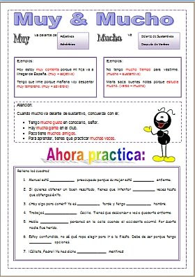 Rinconcito del Español: Uso de Muy y Mucho