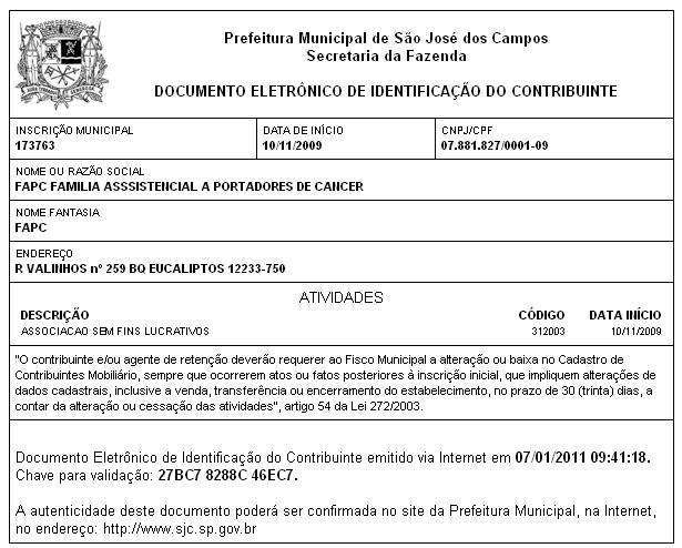FAPC-Familia Assistencial a portadores de Cancer: Documentos da FAPC FAPC-Familia Assistencial a portadores de Cancer: Documentos da FAPC