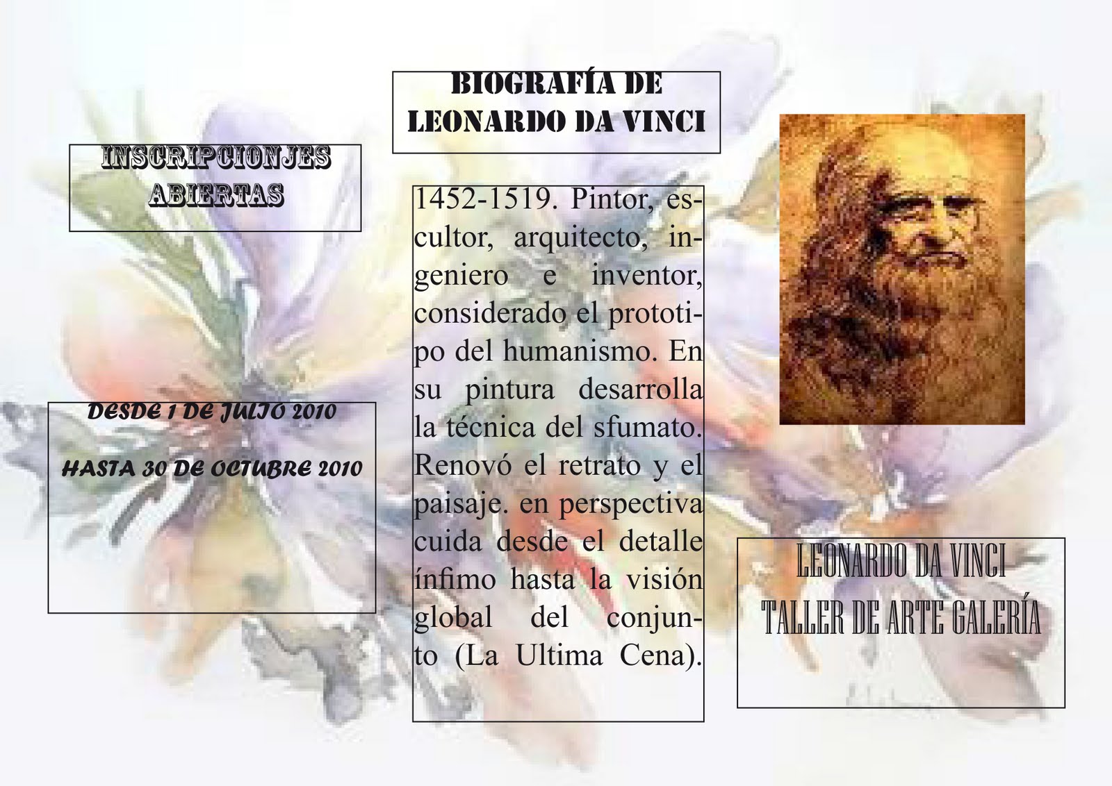TRABAJO GRAFICAS: TRIPTICO 2, ESCUELA DE ARTES DA VINCI