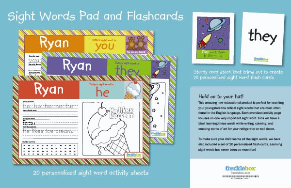 FRECKLEBOX SIGHT WORDS PAD REVIEW & PERSONALIZED COLORING BOOK GIVEAWAY ...