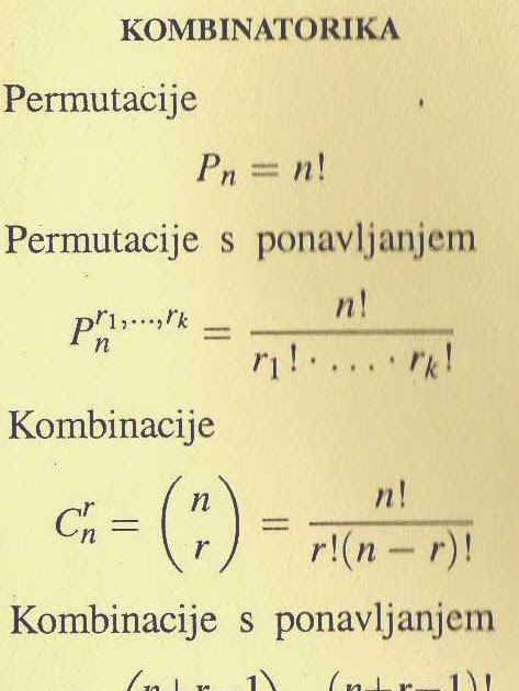 Matematičke formule: Kombinatorika