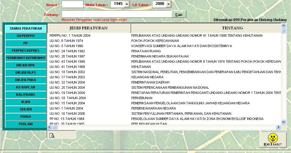 Tips Trik Klik: Source Code Aplikasi Peraturan Perundangan Bidang Kehutanan dengan Visual Basic