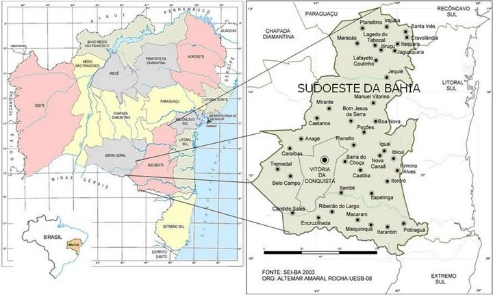 Turismo e Desenvolvimento Regional no Sudoeste da Bahia: Mapa Região Sudoeste da Bahia