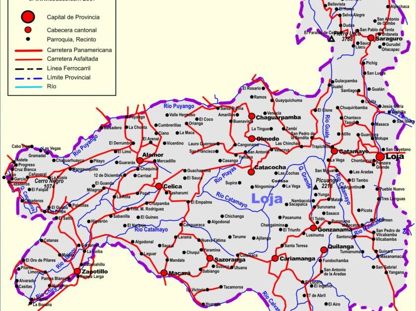Mapas de Ecuador: Mapa de la Provincia de Loja