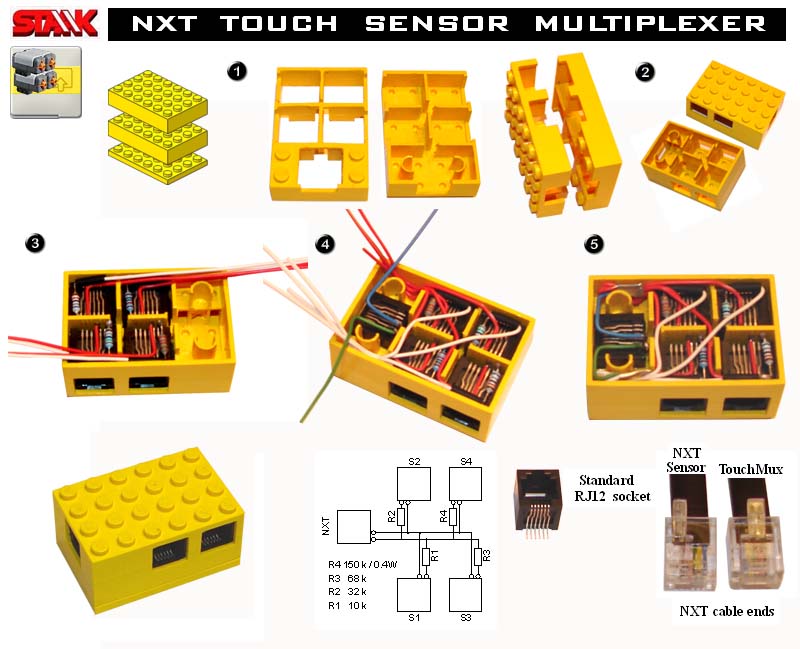 Analog Multiplexer for NXT touch sensor by STAAK
