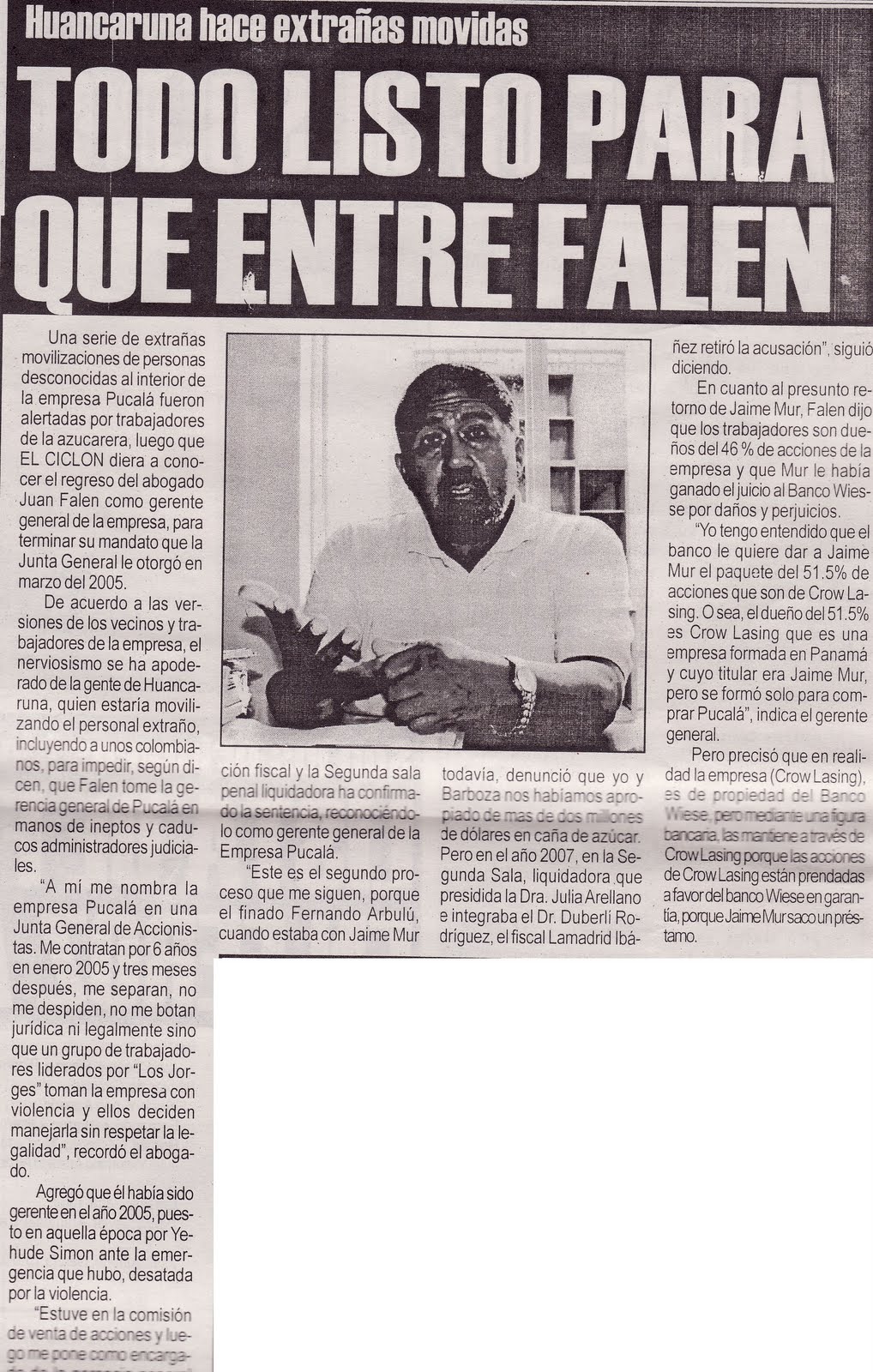 AGROPUCALA S.A.A.: ARTICULOS PERIODISTICOS AGROPUCALA S.A.A.: ARTICULOS PERIODISTICOS