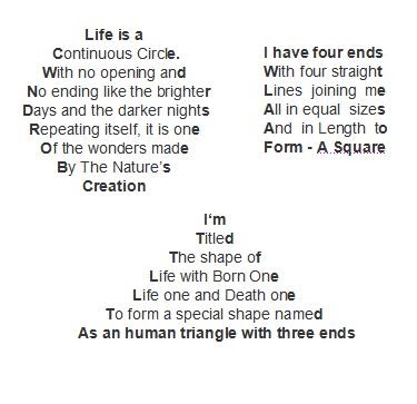 R H Y T H M U S : Basic Shape Poems - Circle,Square and Triangle