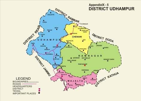 Jammu Kashmir Stark Realities: MAP SHOWING THE BOUNDARIES OF DISTRICT UDHAMPUR in Jammu and Kashmir