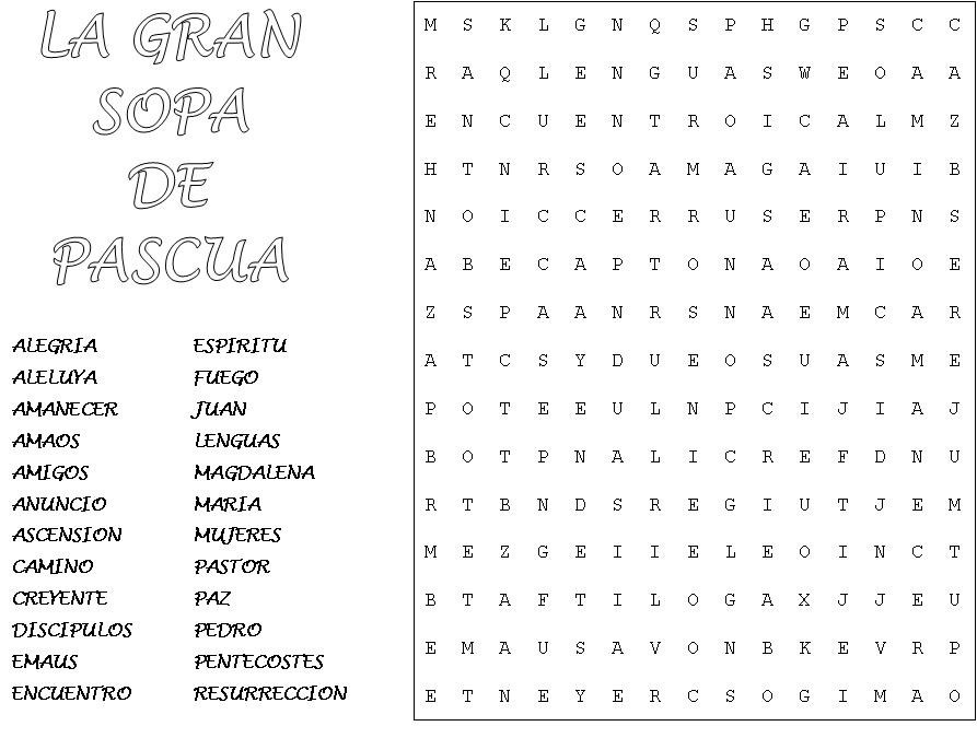 Reflejos de Luz: Gran Sopa de Letras de Pascua
